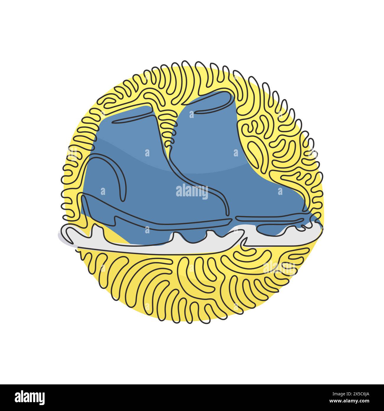 Single continuous line drawing pair of figure skates. White women Ice ...