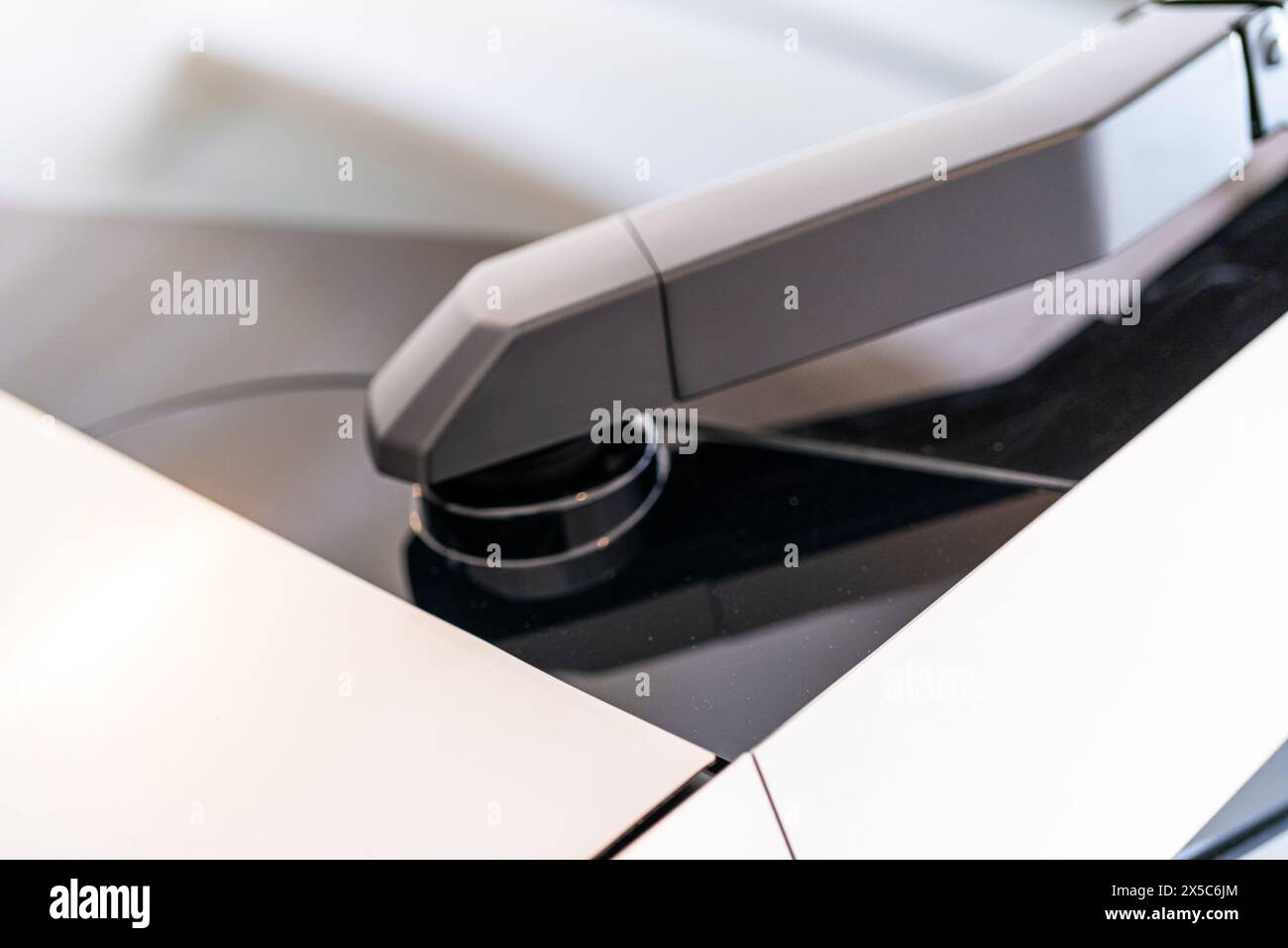 Close-up View of Tesla Cybertruck Windshield Wipers Stock Photo - Alamy