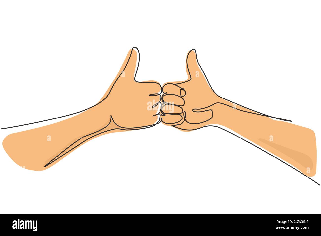 Continuous one line drawing hand showing thumbs up gesture. Agreement ...