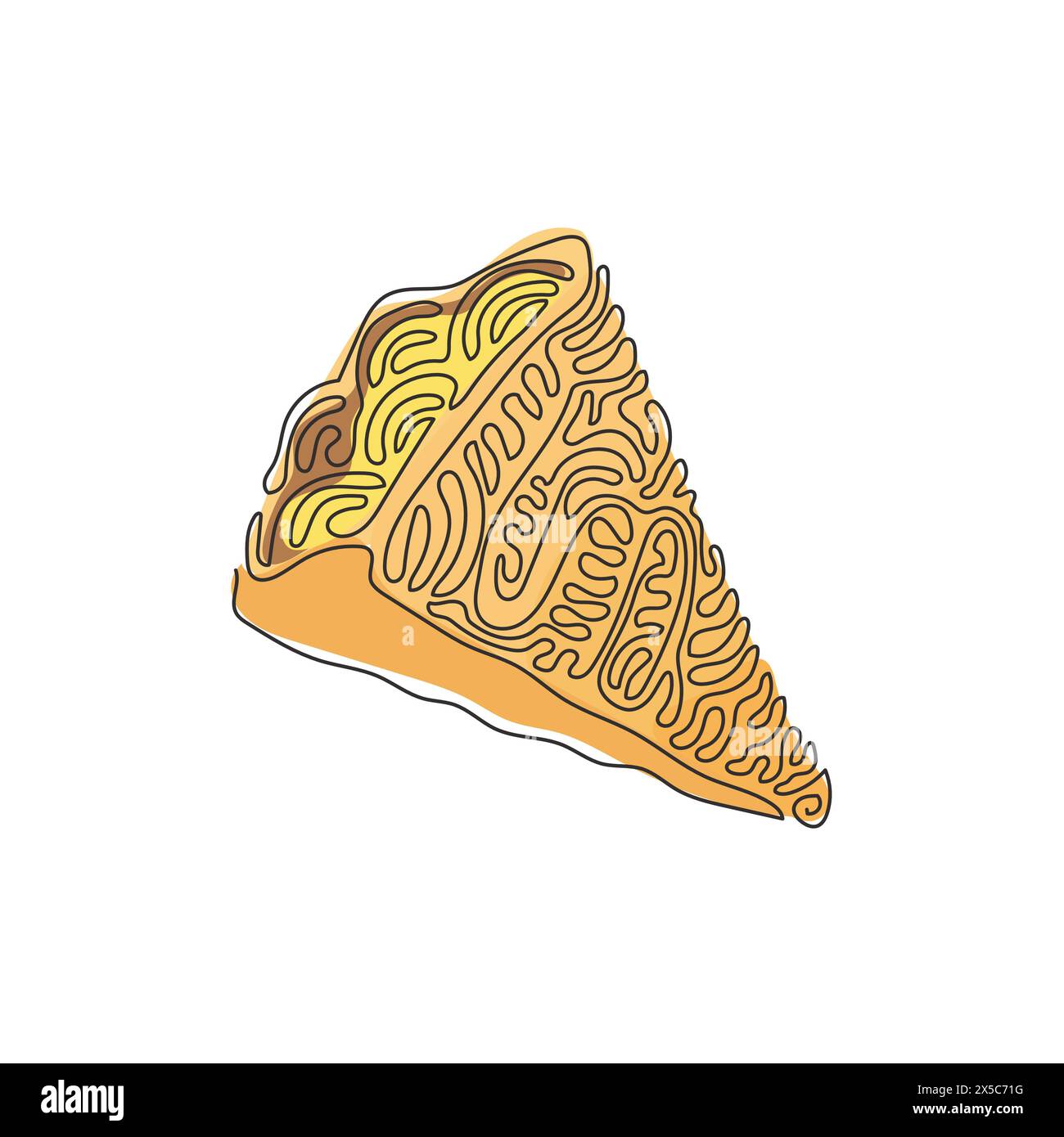 Single continuous line drawing crepes with bananas and chocolate, sweet ...