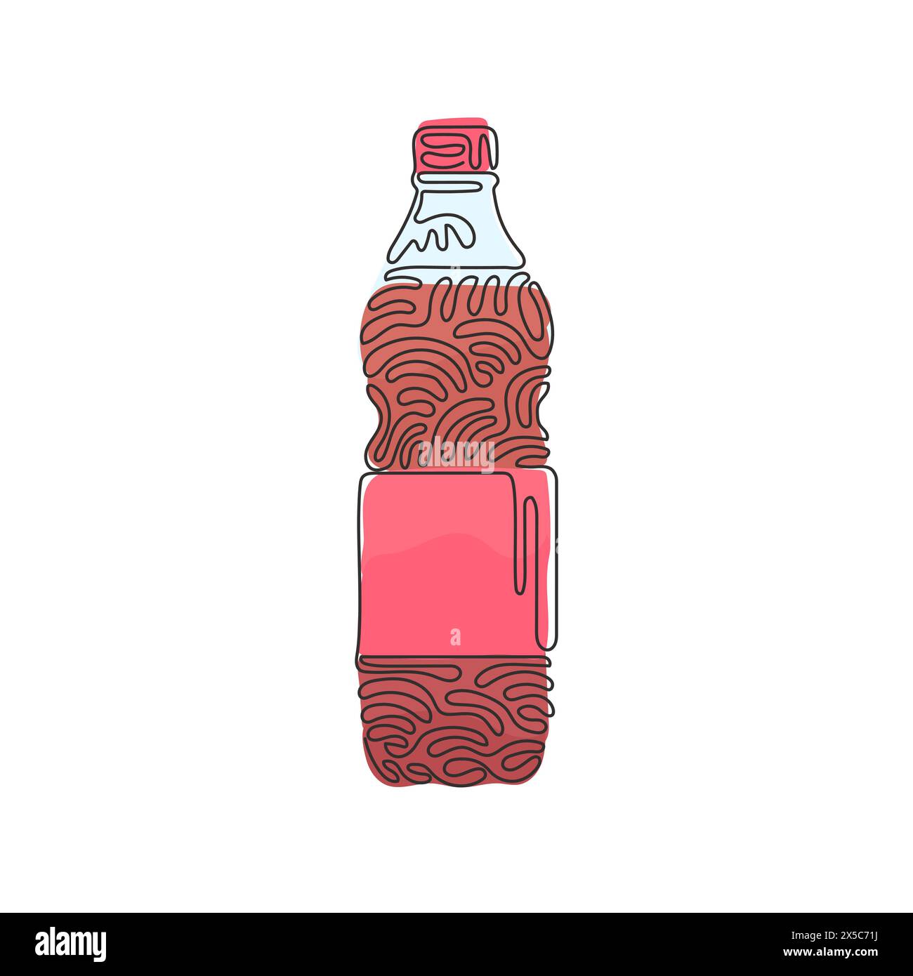 Continuous one line drawing soft drink in bottle plastic. Cold cola ... Continuous one line drawing soft drink in bottle plastic. Cold cola ...