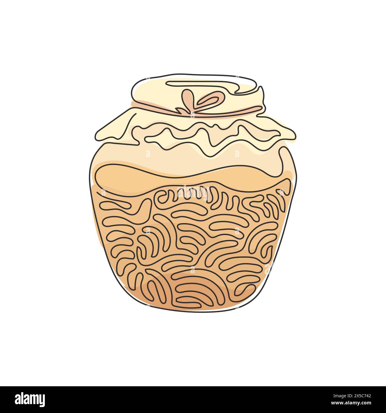 Single continuous line drawing honey jar. Apiary symbol. Bee, honey ...