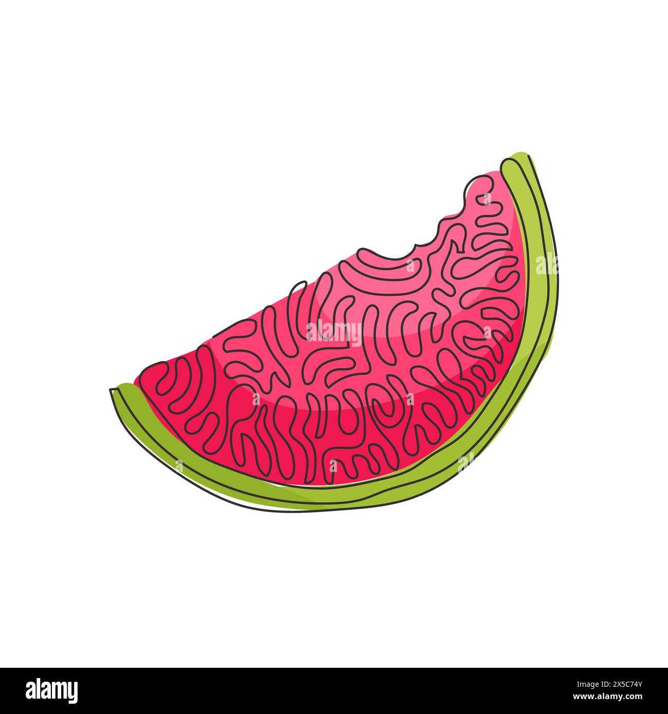 Continuous one line drawing water melon icon, watermelon slice fruit ...