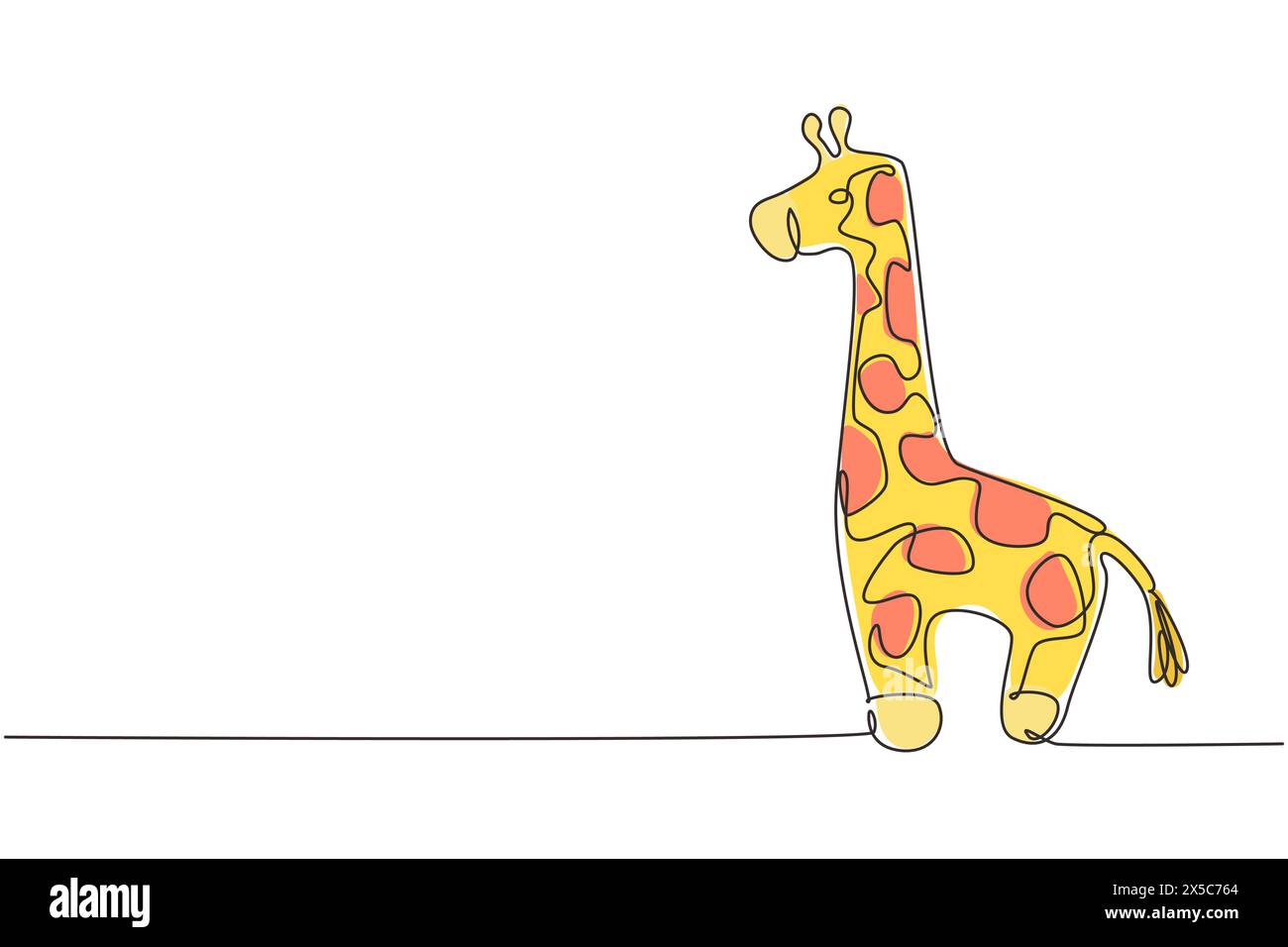 Single continuous line drawing cute giraffe plush doll. Giraffe plush ...