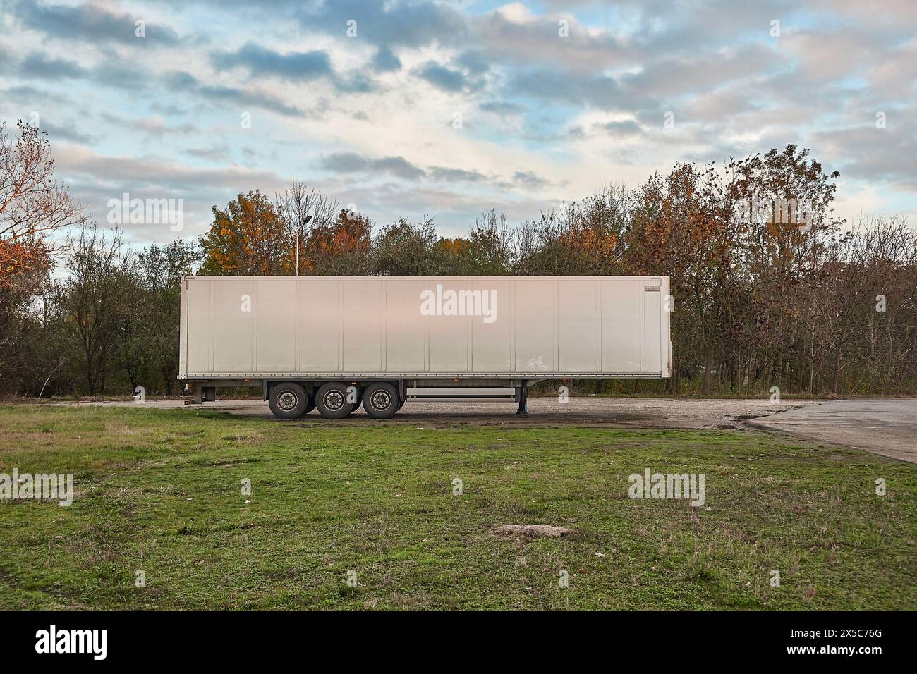 Cargo Truck Trailer Left Behind Stock Photo - Alamy