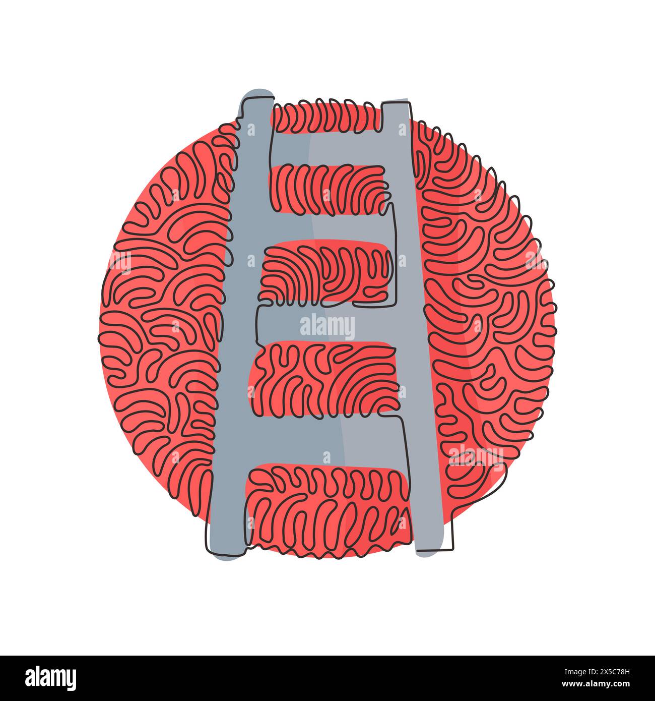 Continuous one line drawing fire ladder icon. Wooden ladder isolated ...