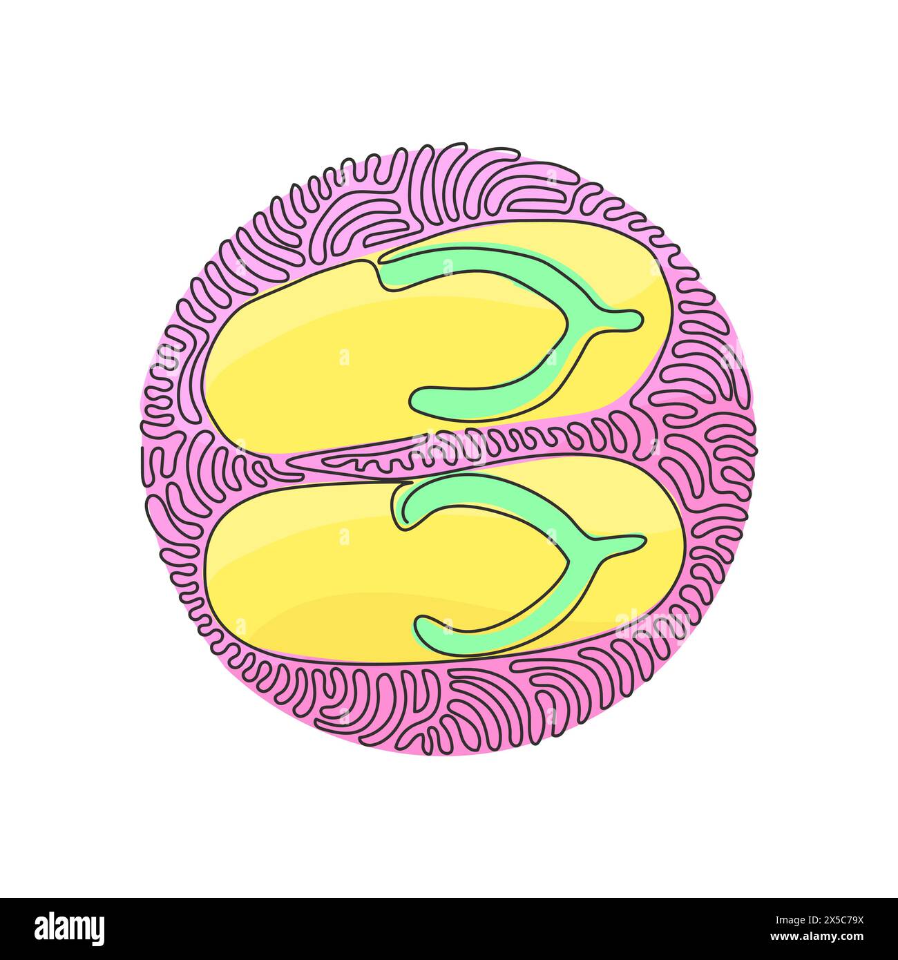 Continuous one line drawing flip flops icon. Cute and colorful summer ...