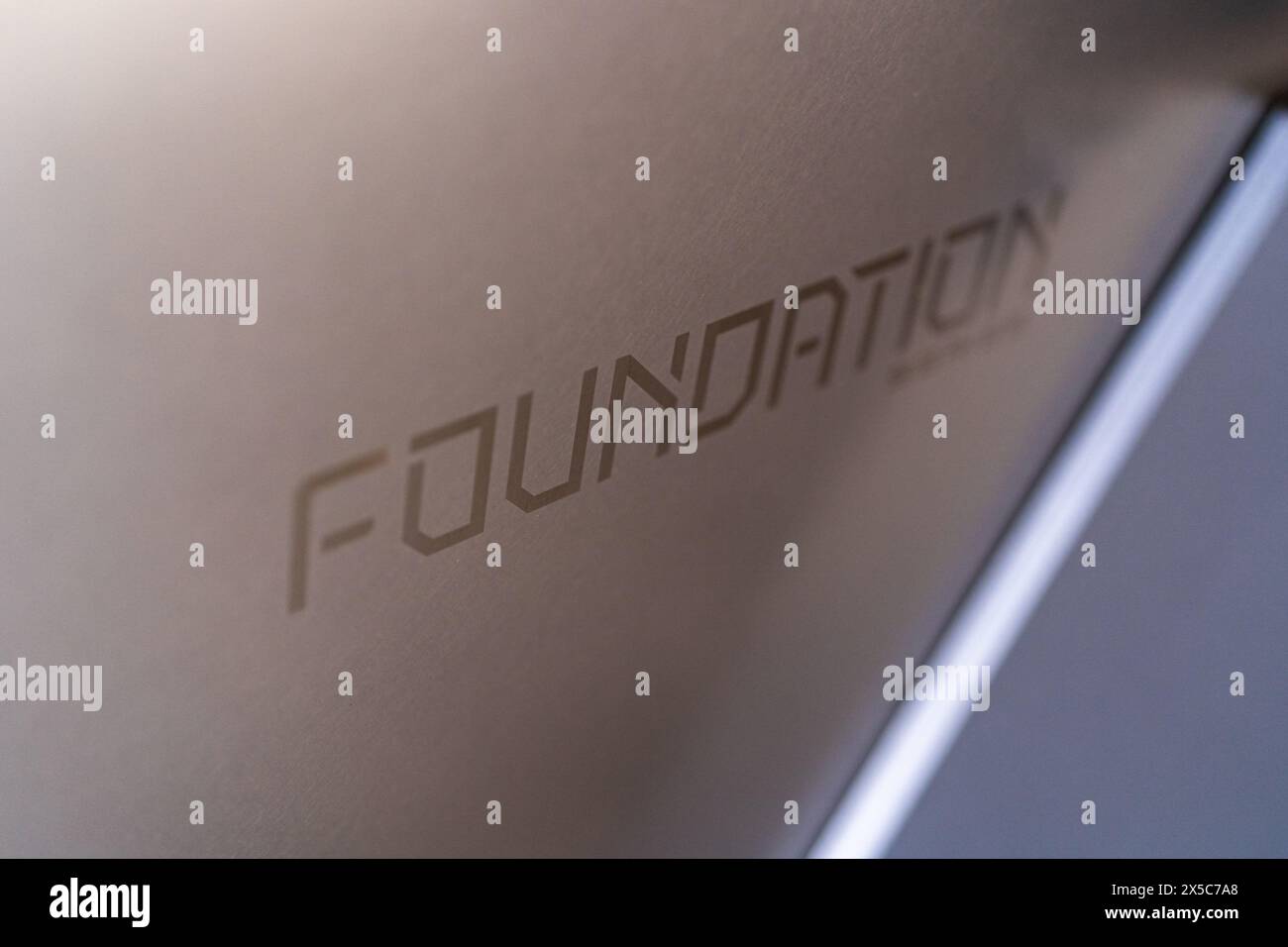 Close-up View of Foundation Inscription on Tesla Cybertruck Stock Photo ...