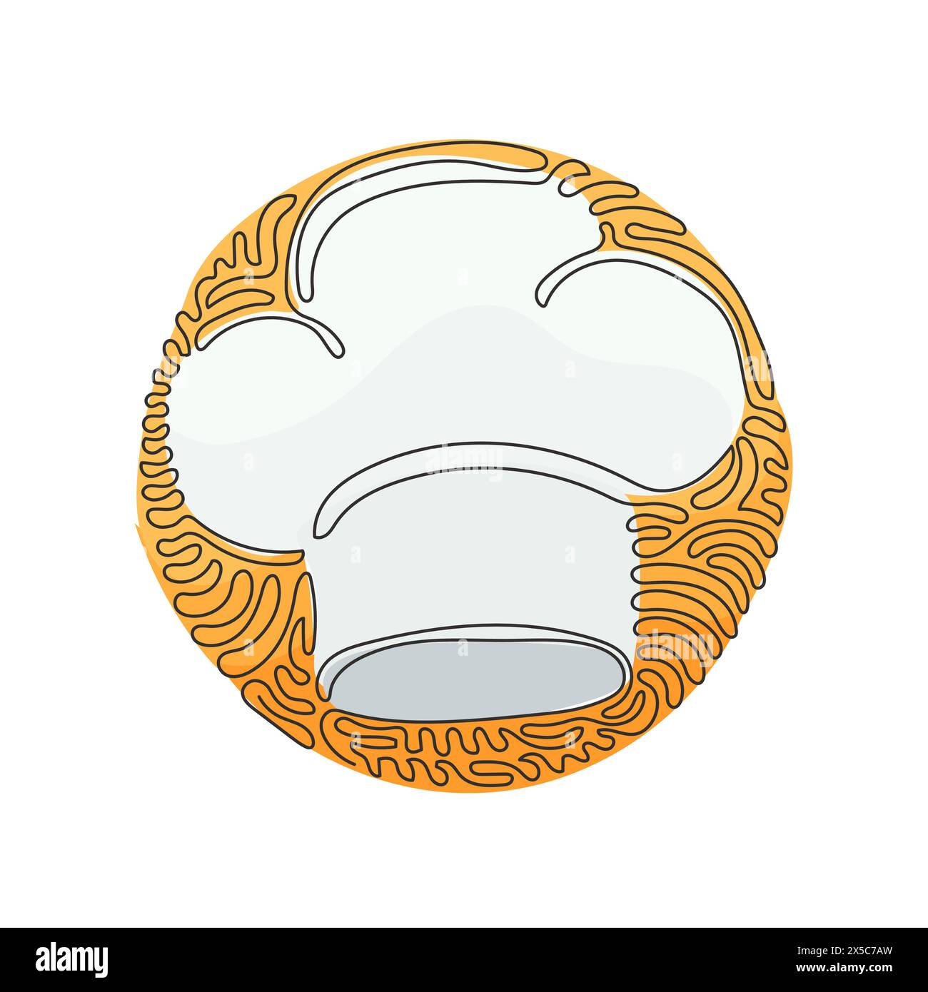 Continuous one line drawing chef hat or cap in sketch. Kitchen staff ...