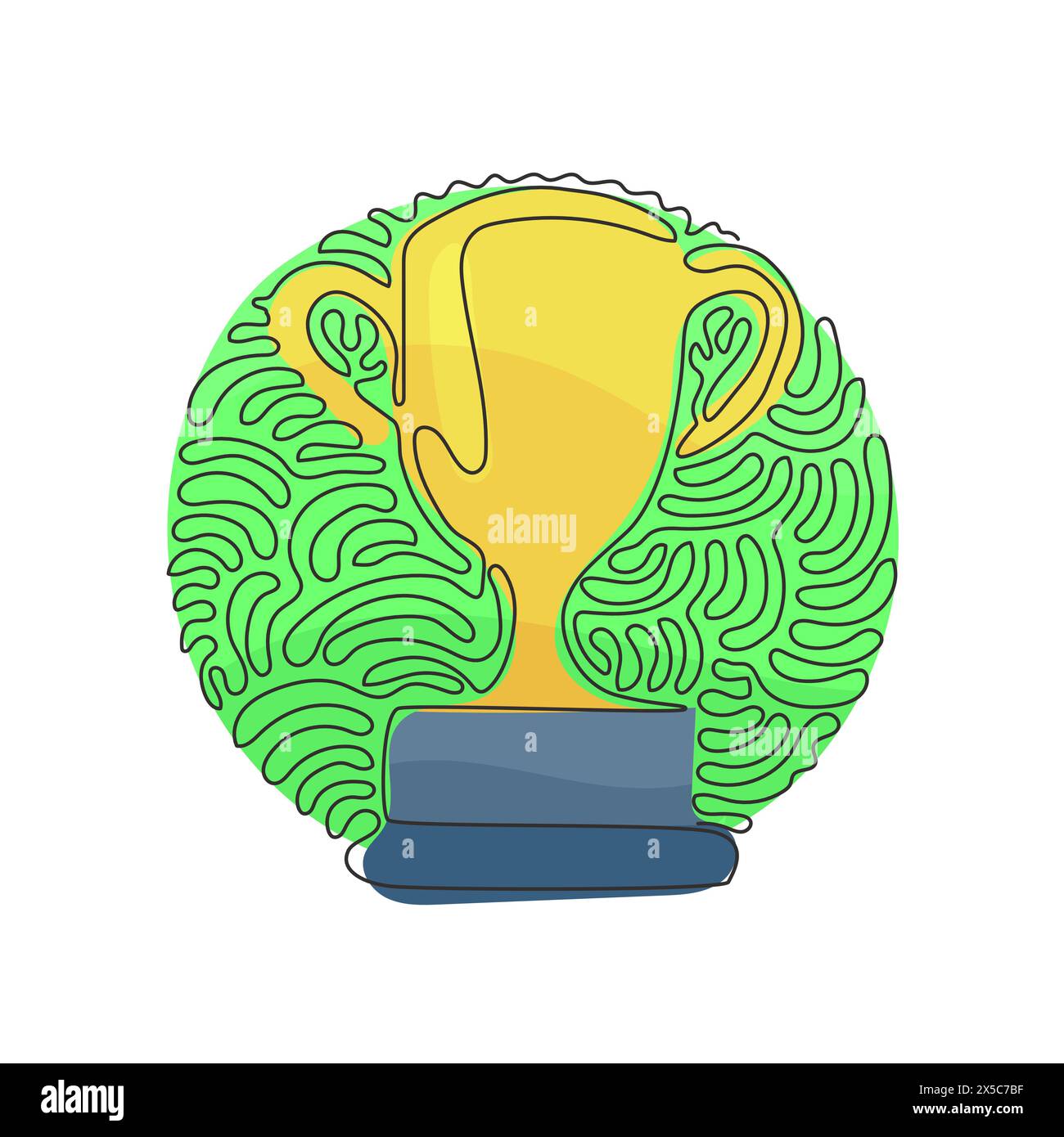 Single one line drawing winner's trophy icon. Golden trophy vector is ...