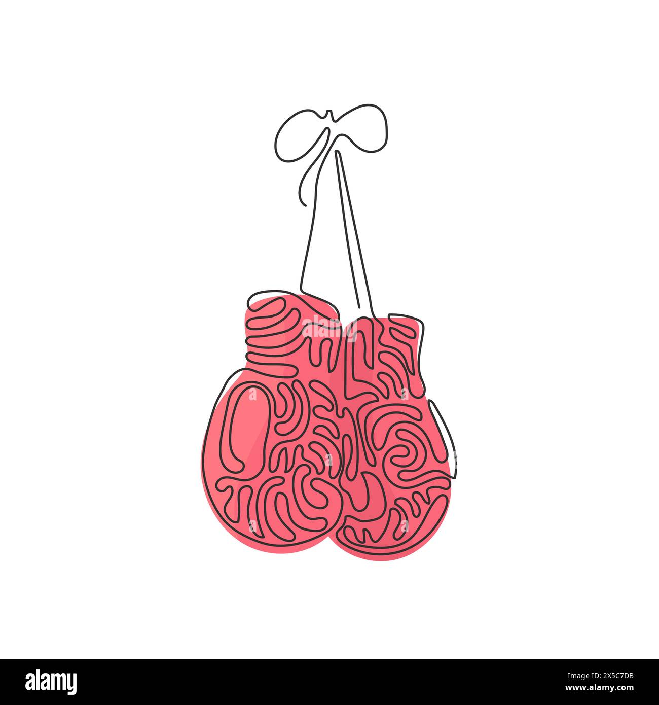 Single continuous line drawing boxing glove hanging on lace. Boxer ...