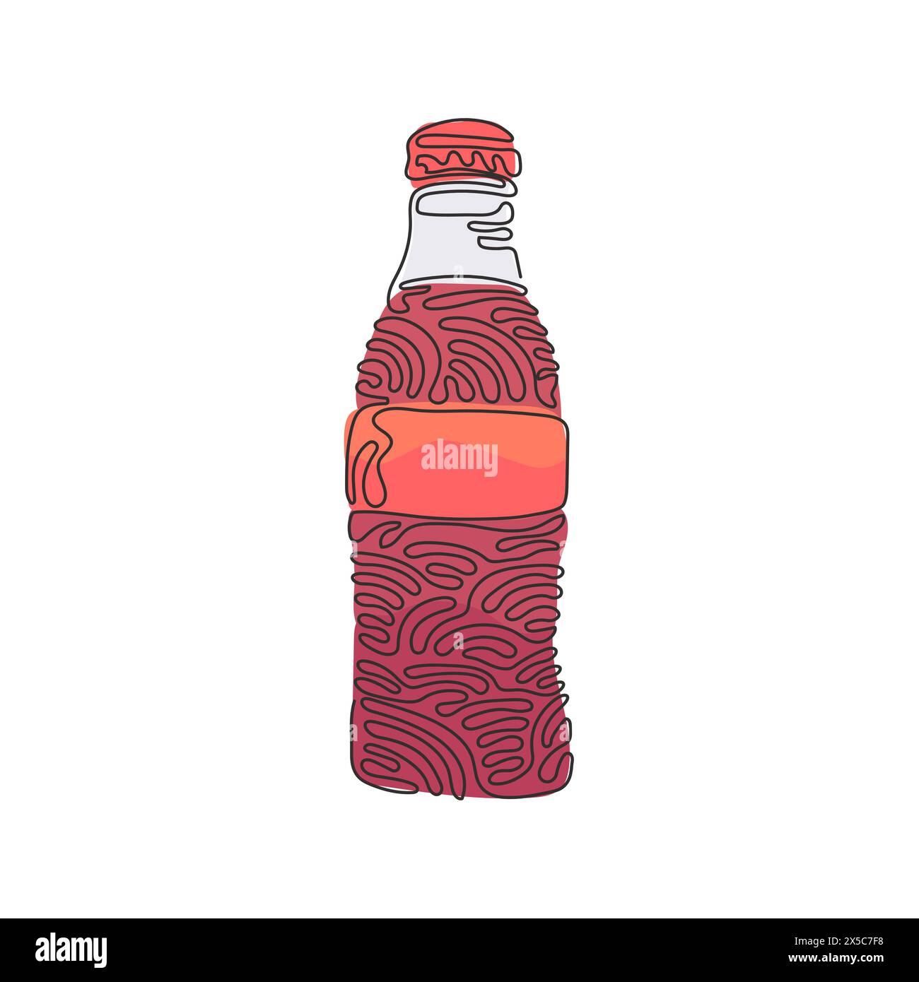 Single one line drawing soft drink in bottle glass. Cold soda to crave ...