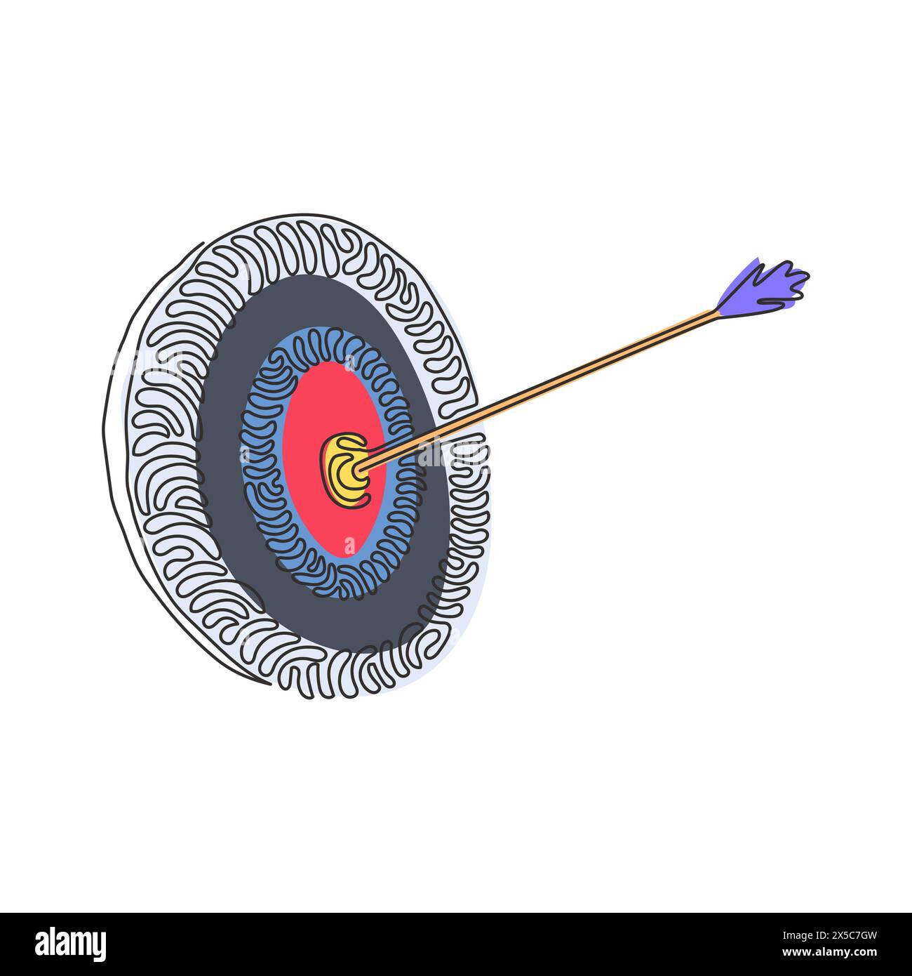 Single continuous line drawing Archery Target With Arrows Archer Sport ...