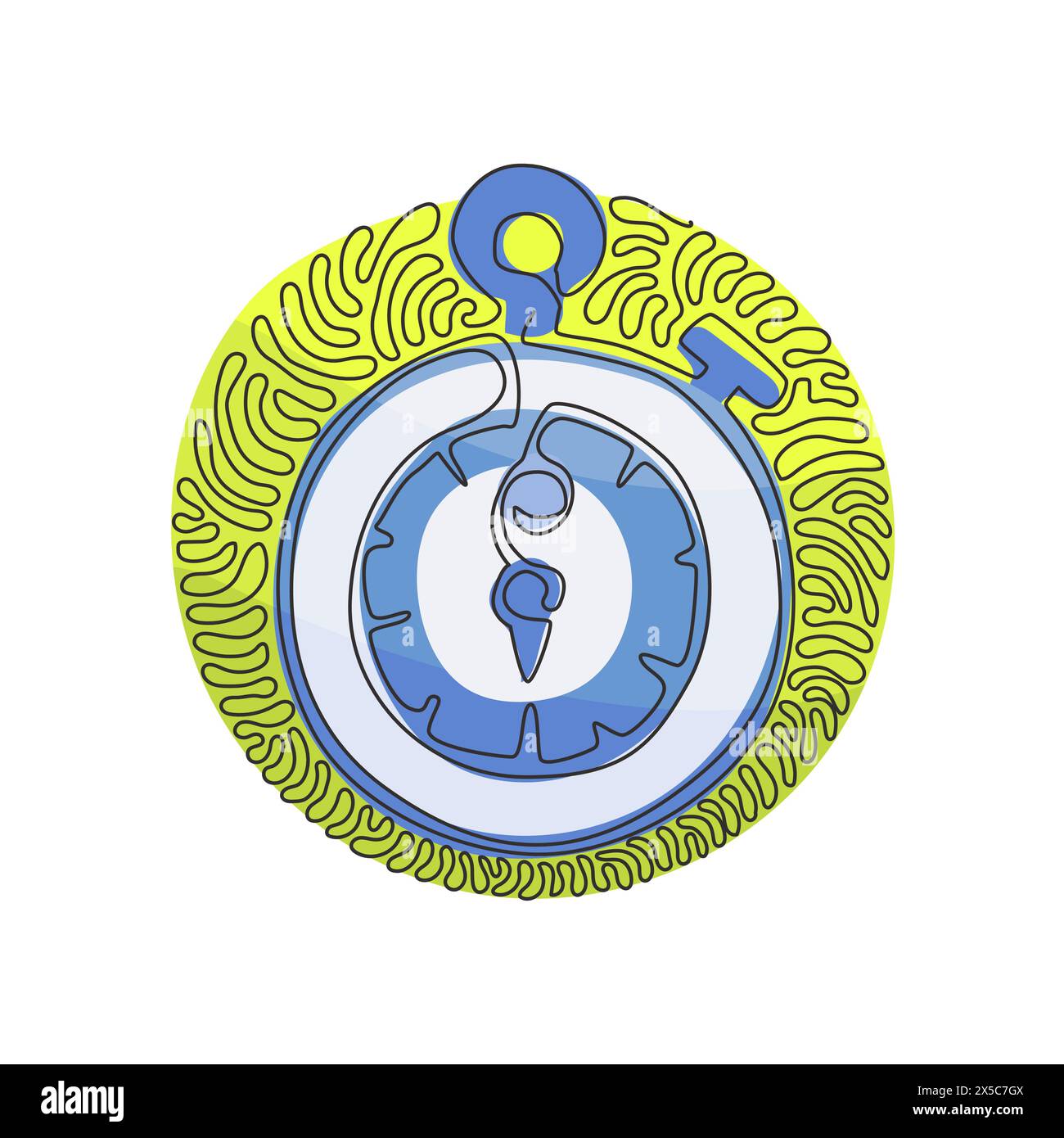 Single One Line Drawing Stopwatch Line And Solid Icon Timer Illustration Sport Watch