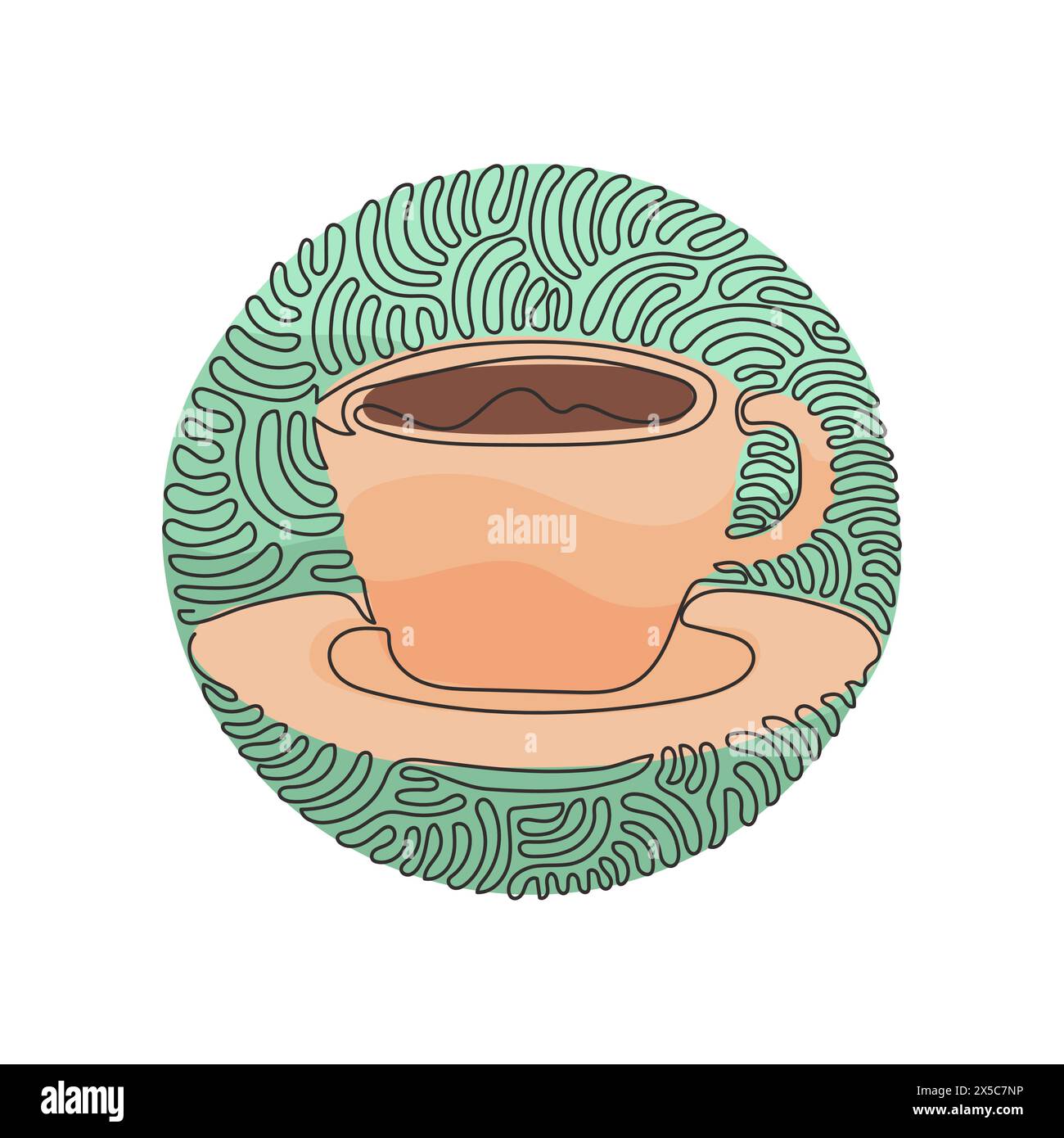 Continuous one line drawing coffee cup for latte, espresso, cappuccino ...