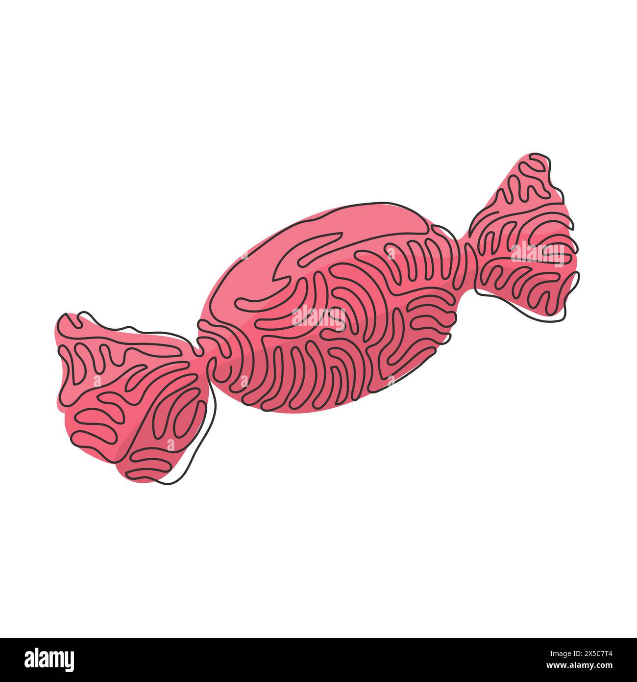 Single continuous line drawing candy in wrappers. Sweet candies for ...