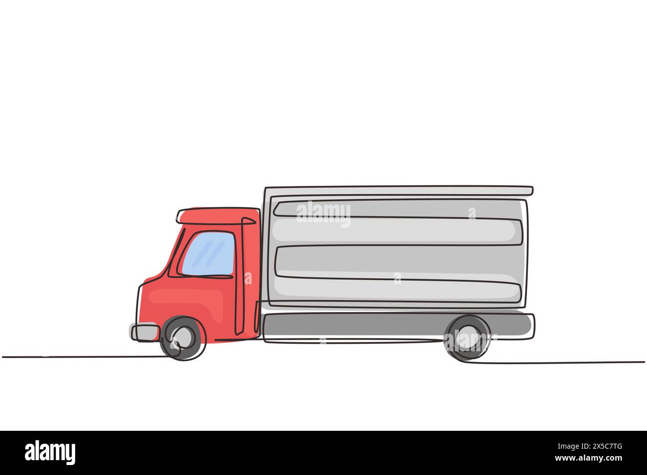 Single continuous line drawing cargo truck for shipment. Delivery of ...
