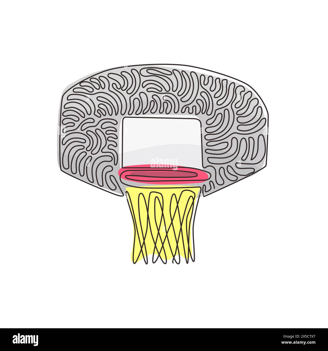 Continuous one line drawing basketball hoop, basketball basket. Net ...