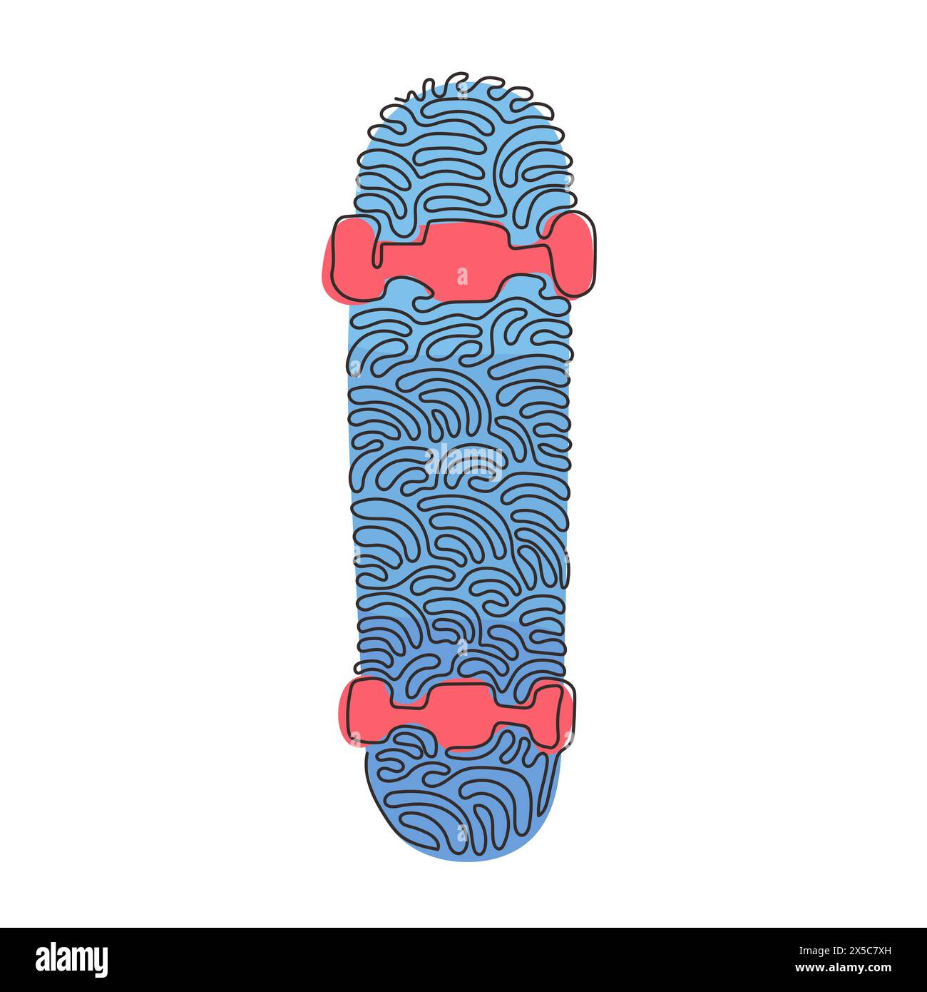 Single one line drawing skateboard, back side. Empty plywood skateboard ...