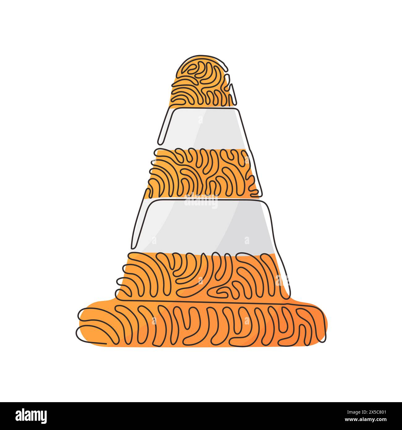 Single continuous line drawing bollard striped, bollard trendy from ...