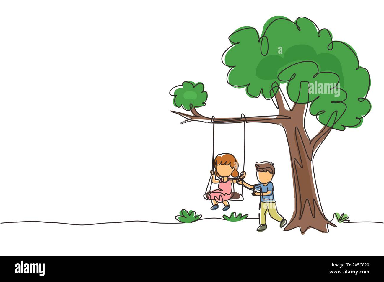 Happy little girl outside Stock Vector Images - Alamy