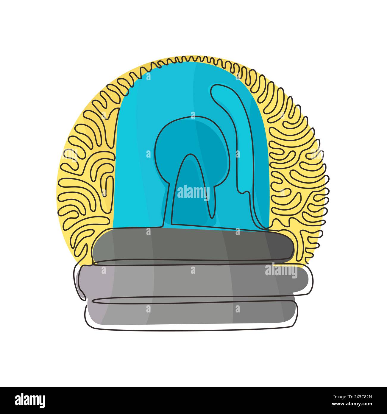 Single continuous line drawing emergency siren icon. Fire warning sign ...