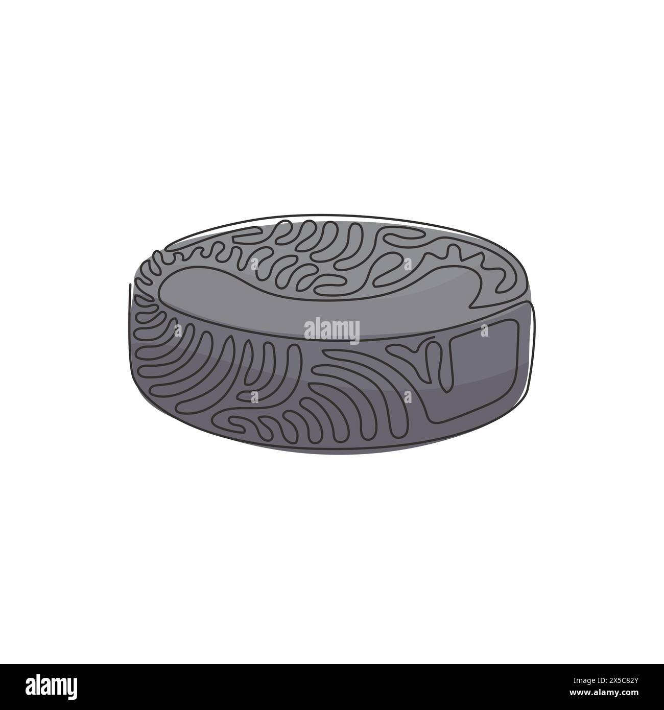 Continuous one line drawing ice hockey puck closeup. Ice hockey season ...