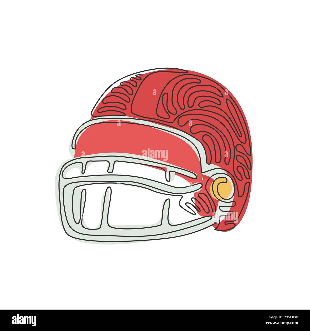 Single continuous line drawing American football helmets. Design ...