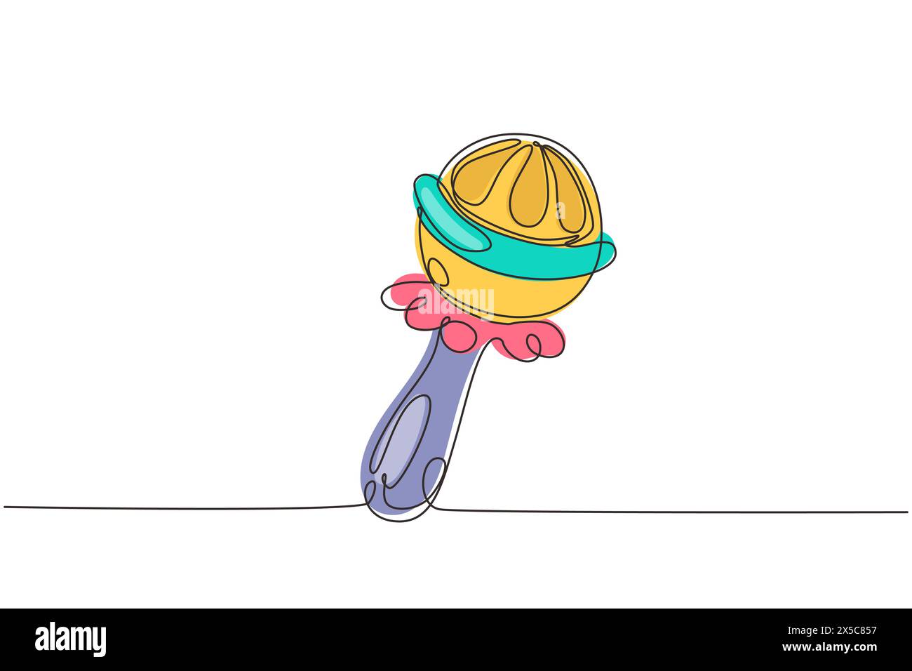 Continuous one line drawing rattle toy. Baby, infant plastic toy ...