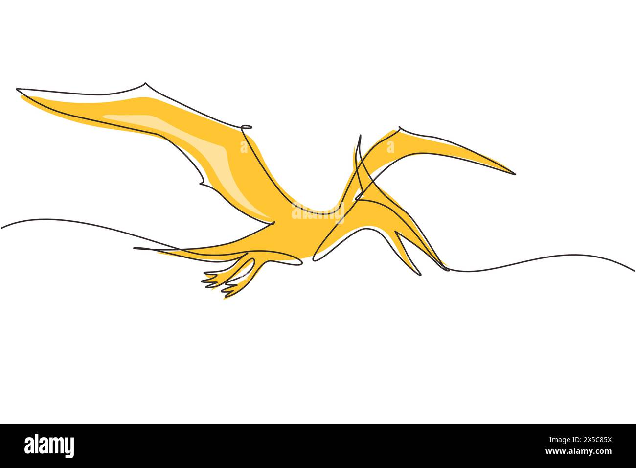 Continuous one line drawing flying pterodactyl dinosaur isolated on ...