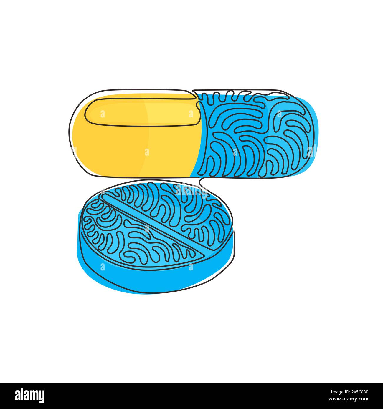 Single continuous line drawing medical pill and tablet icon. Medicine ...