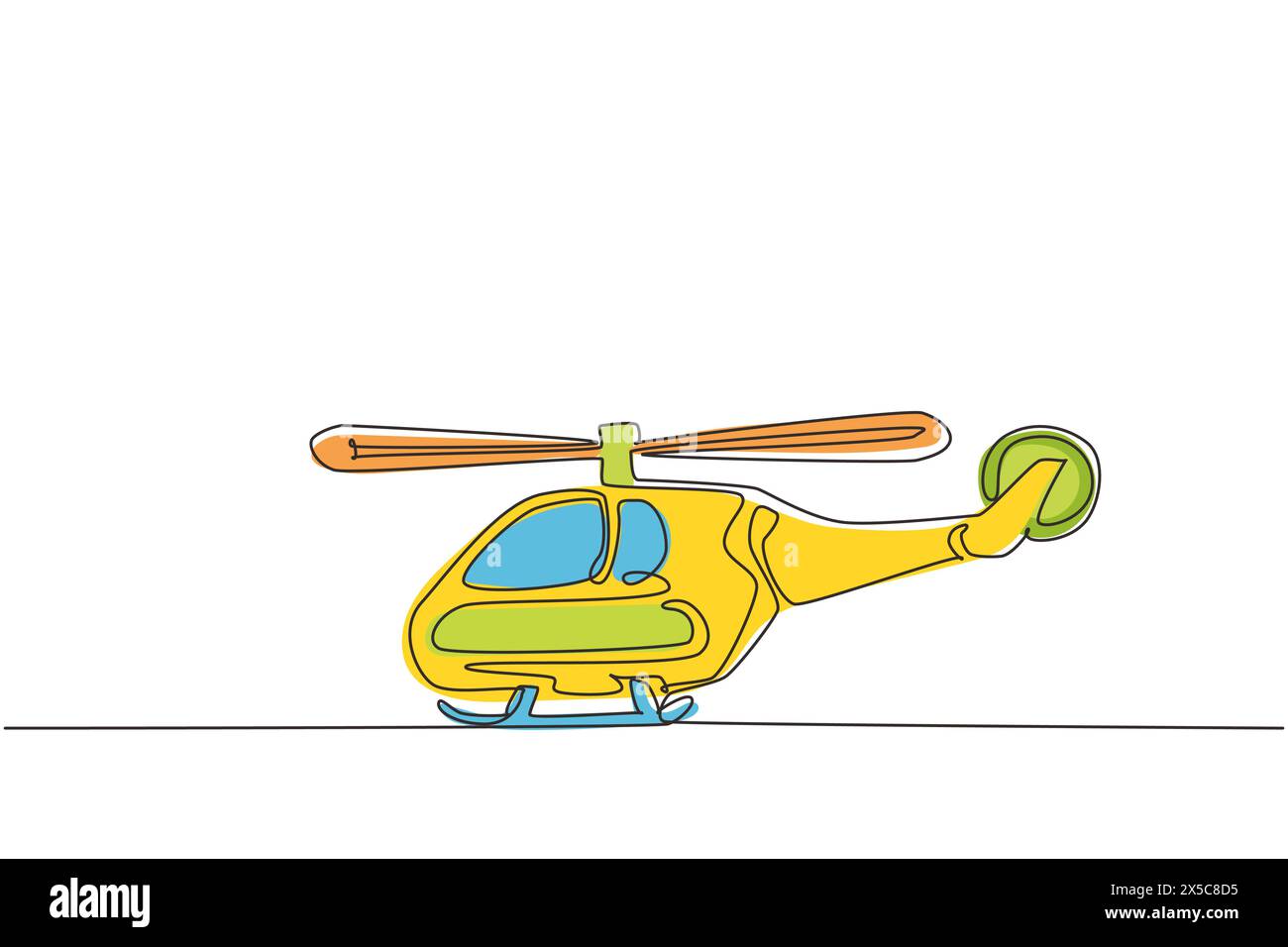 Continuous one line drawing toy helicopter. Children toys, air vehicles ...