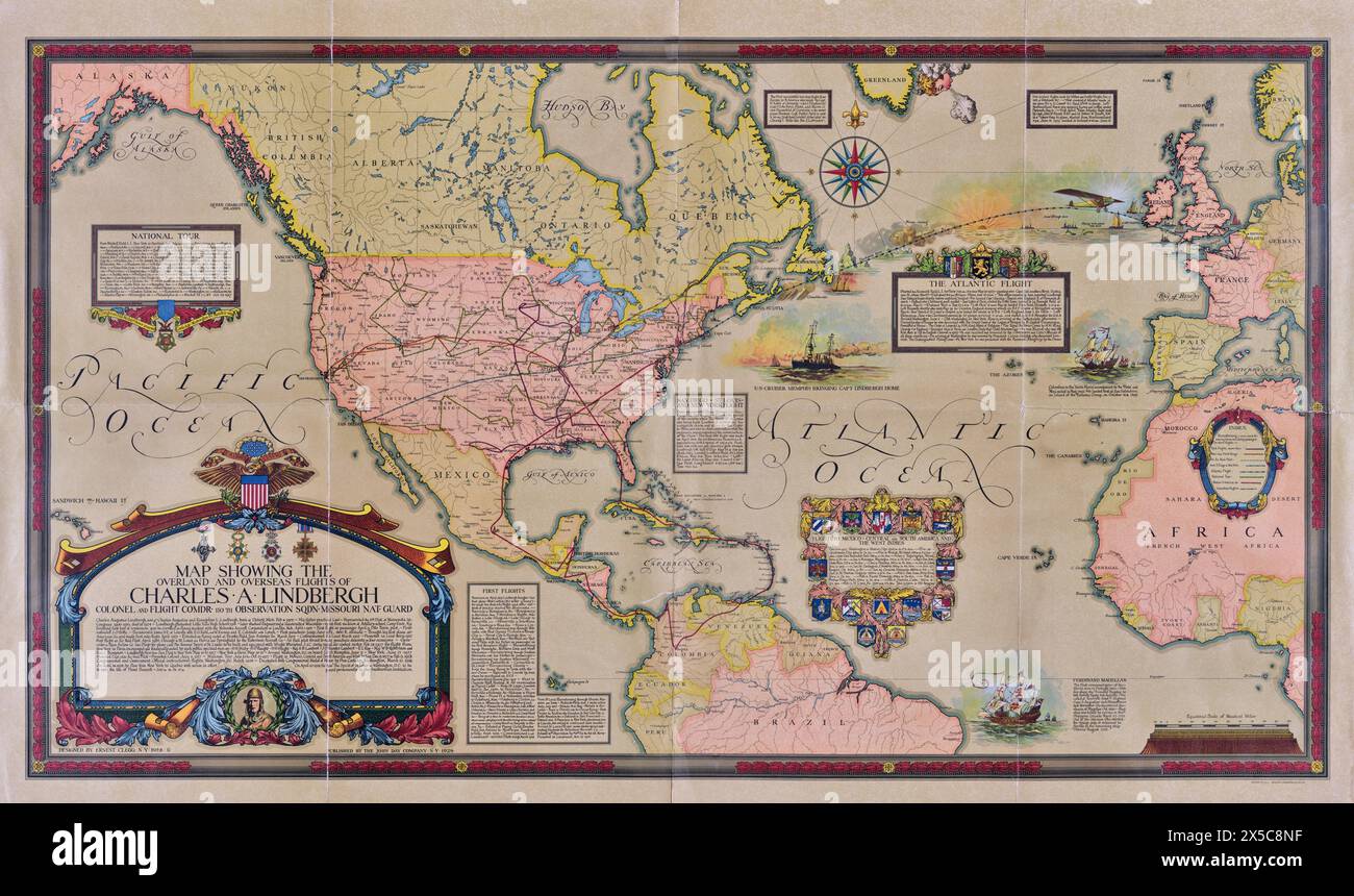 Lindbergh flight map hi-res stock photography and images - Alamy