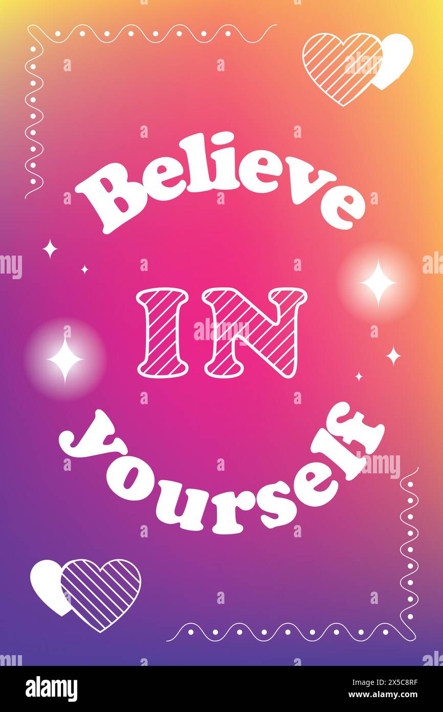 Colorful gradient background with motivational self love text Vector ...