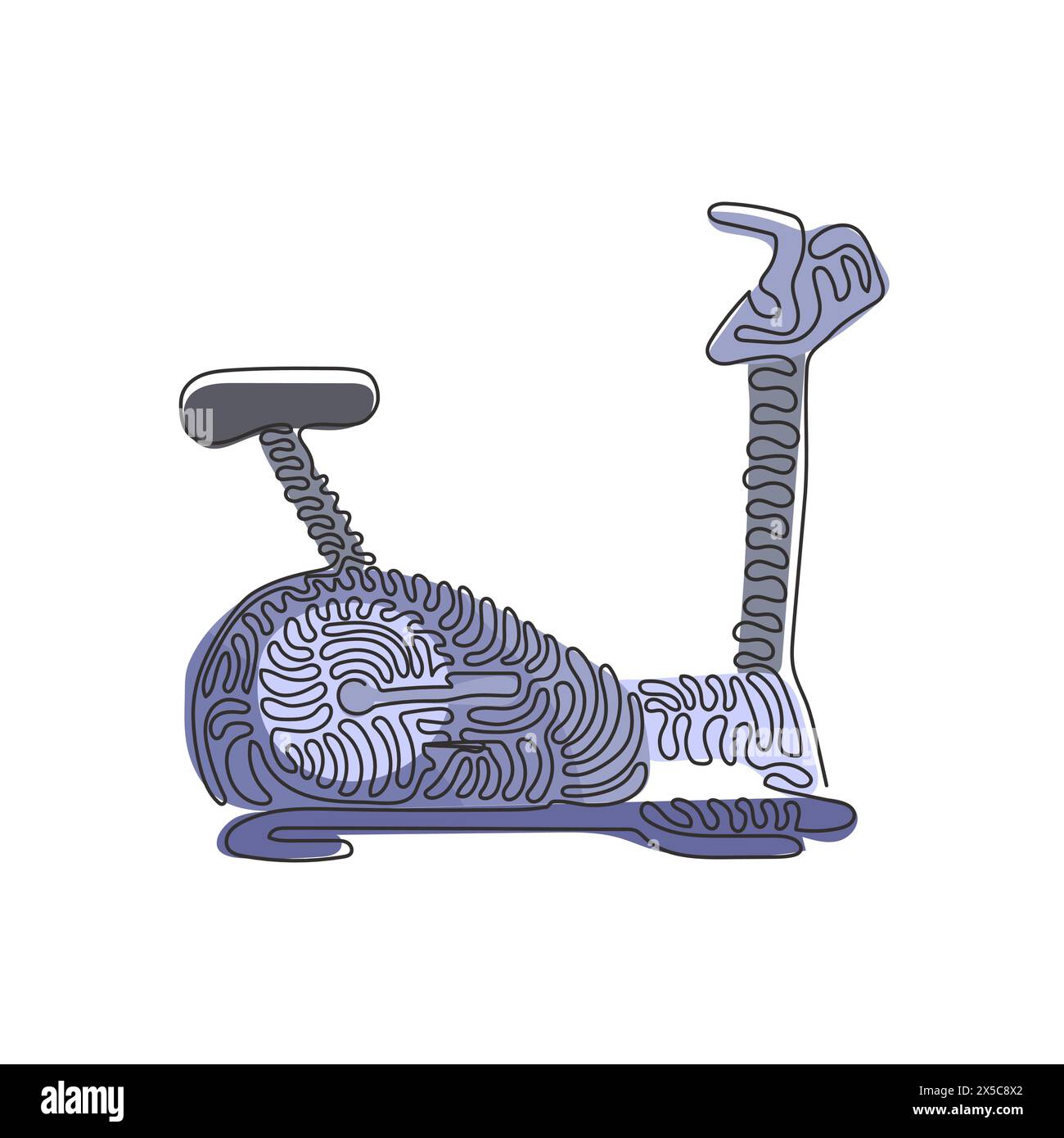 Single one line drawing bicycle exercise machine. Stationary exercise ...