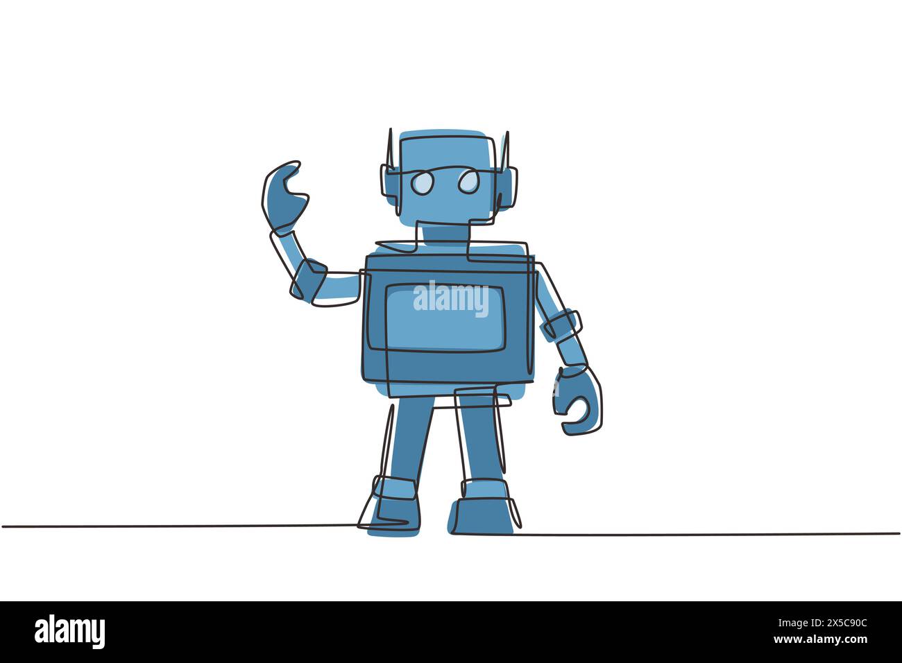 Continuous one line drawing toy robot for kids. Retro robot vintage ...