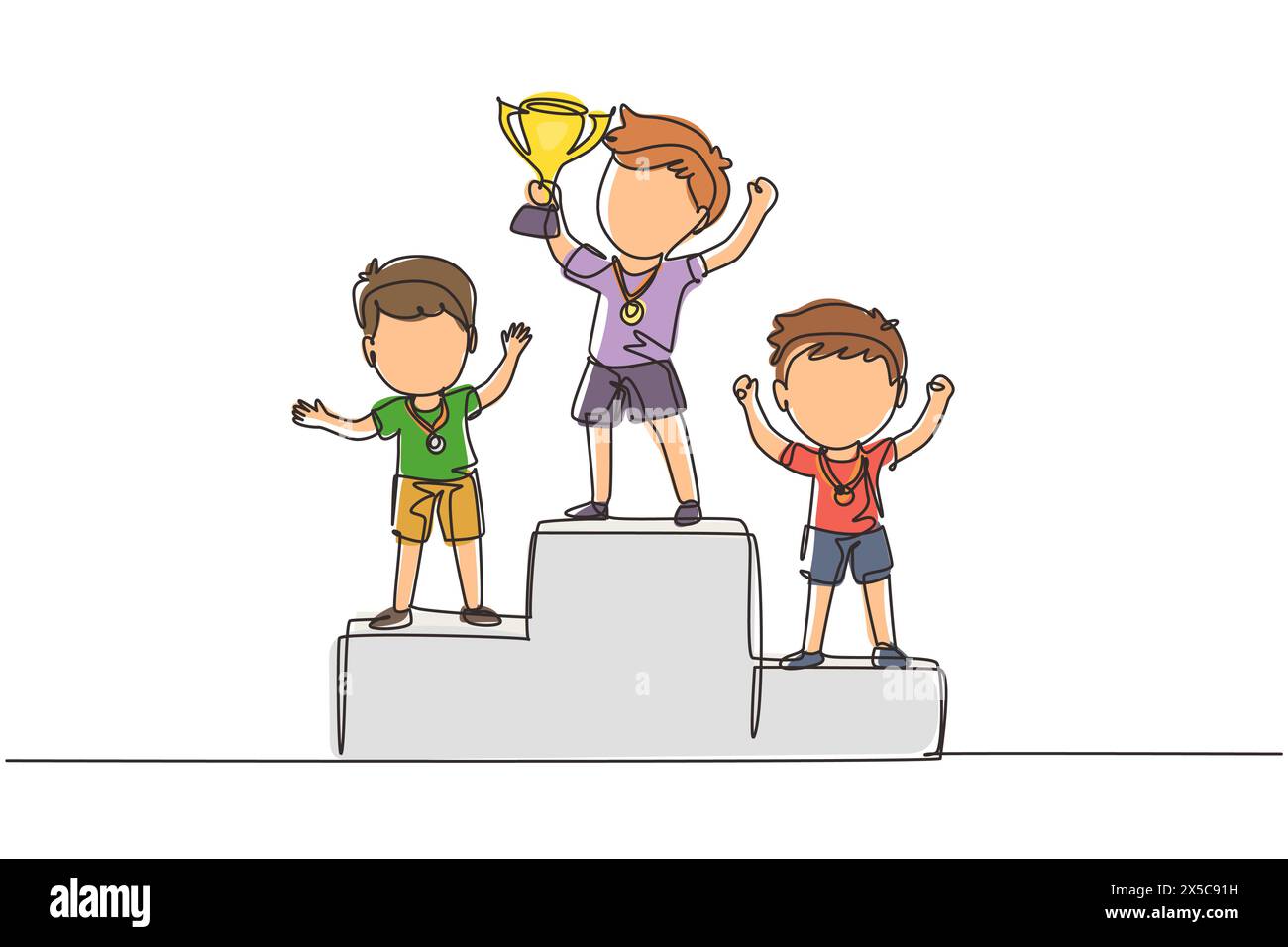 Child holding trophy Stock Vector Images - Alamy