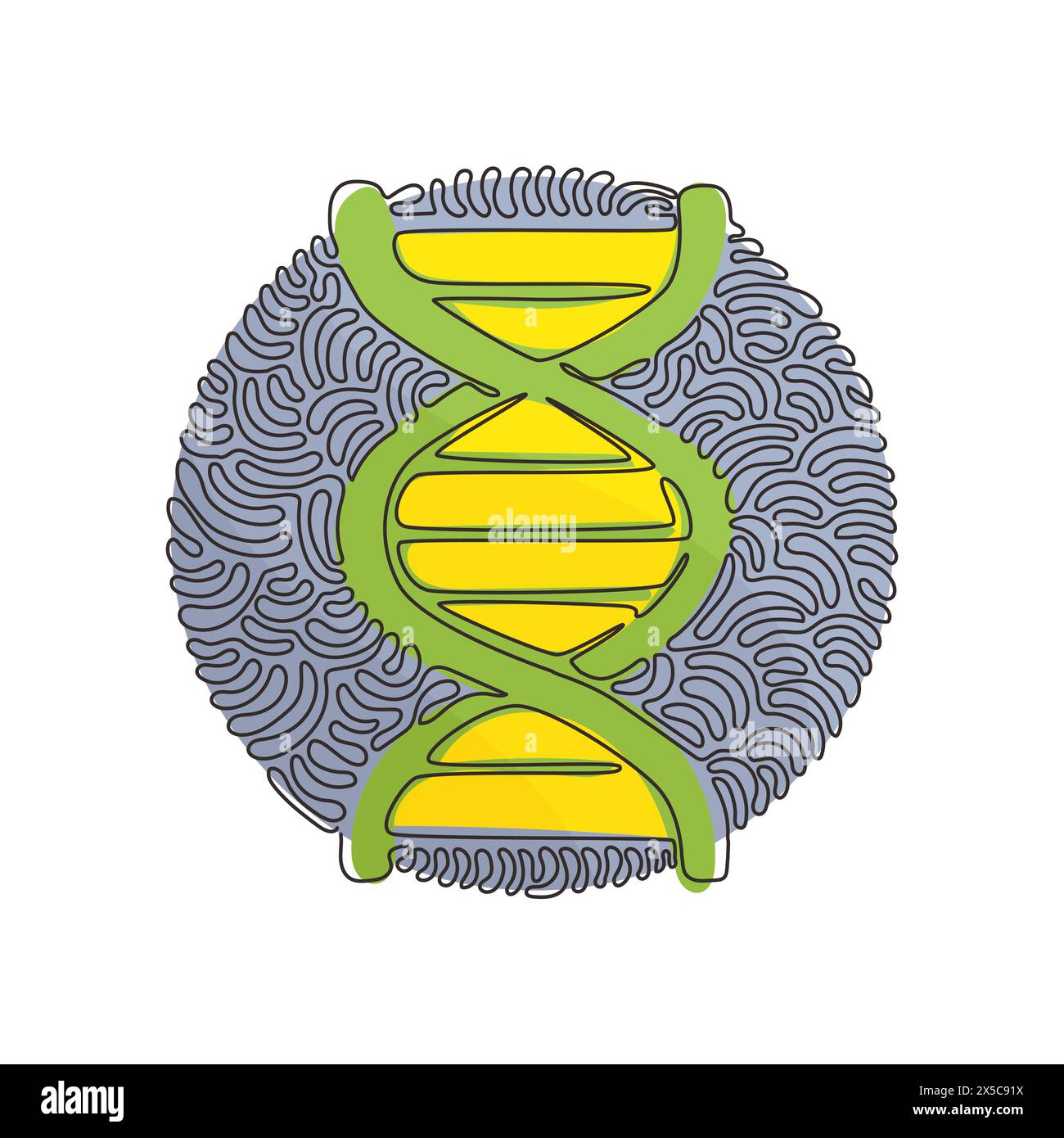 Single one line drawing DNA icons. Life gene model bio code genetics molecule medical symbols ...