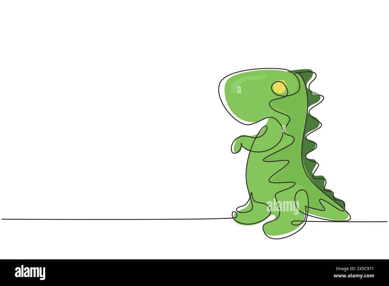 Single one line drawing toy dinosaur, soft fluffy toy. Cute dinosaur ...