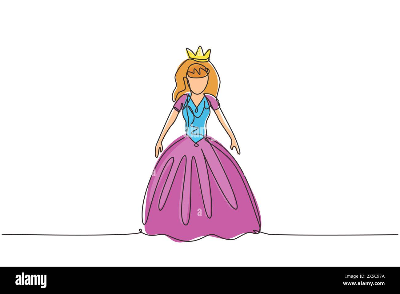 Single one line drawing fairy tale doll princesses. Beautiful fairytale ...