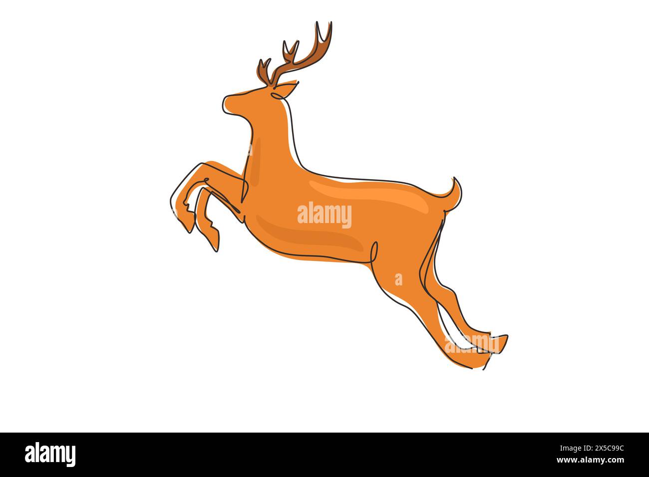 Continuous one line drawing forest wild deer. Standing wild reindeer ...