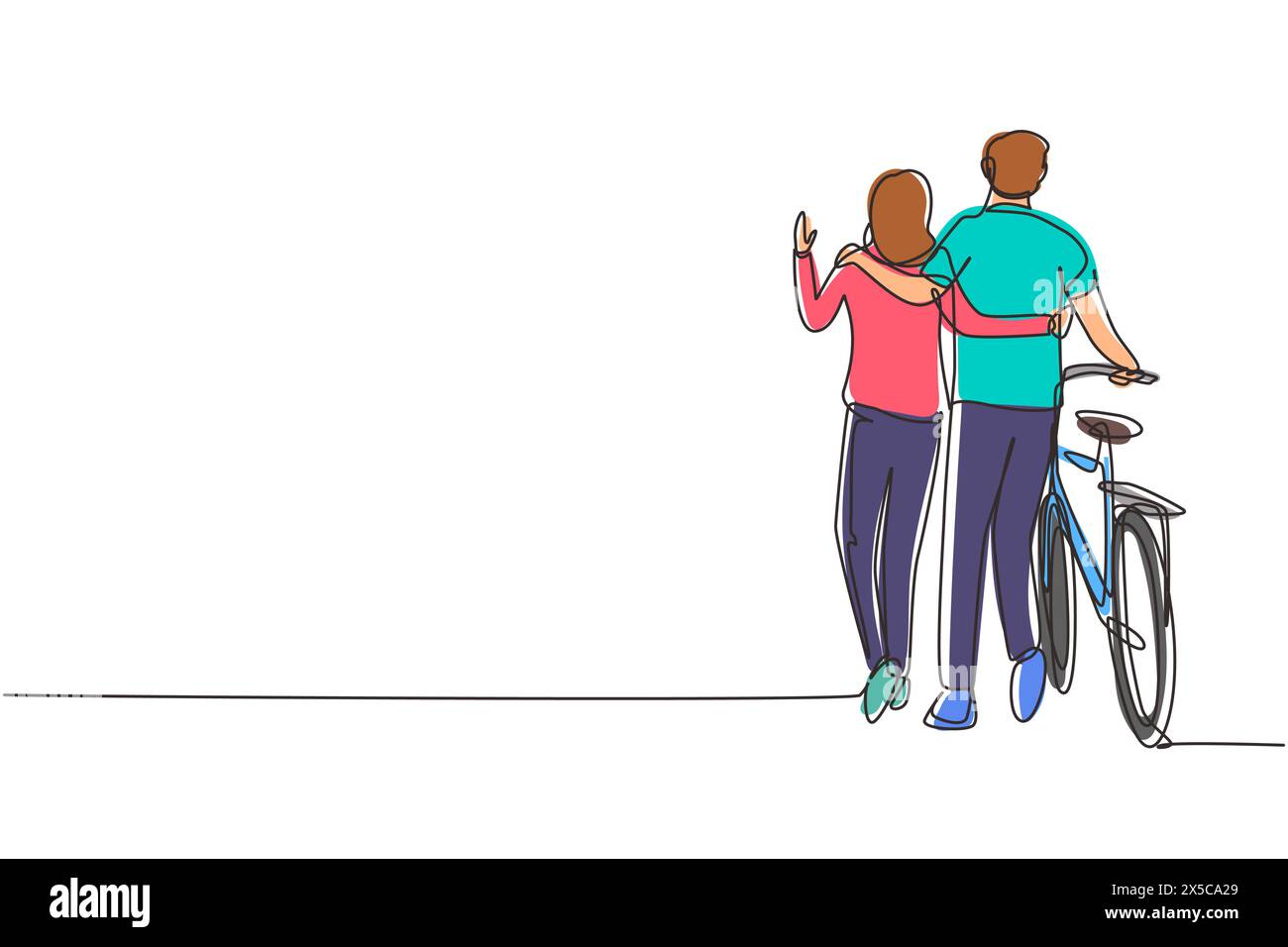 Back view young embracing couple Stock Vector Images - Alamy