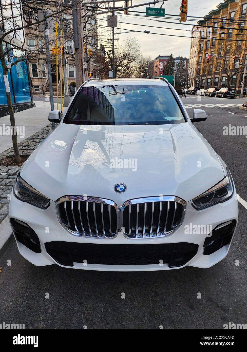 New York City, USA - February 10, 2024: 2019 BMW X5 SUV white car ...