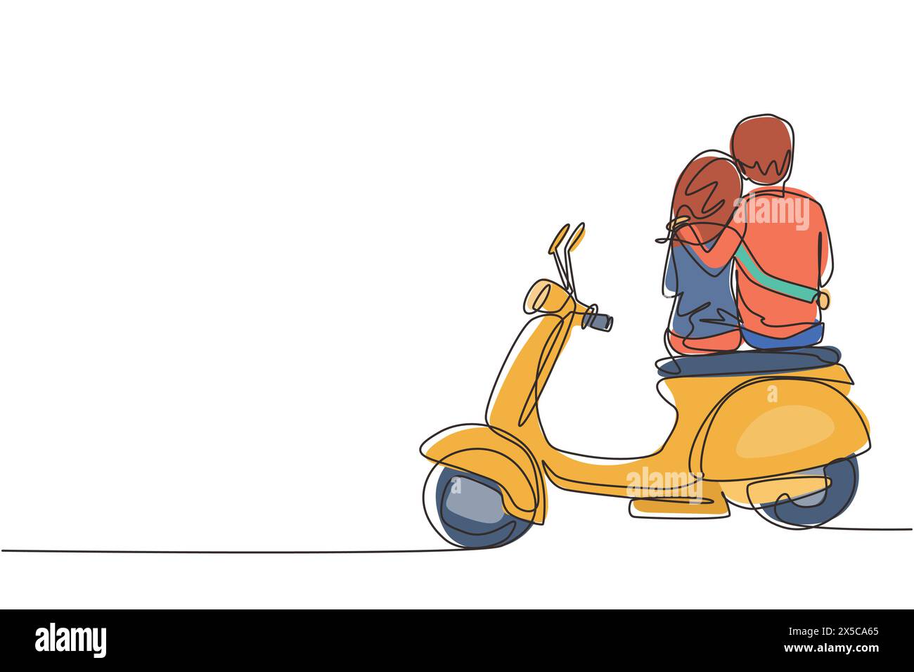 Single one line drawing riders couple trip travel relax. Romantic ...