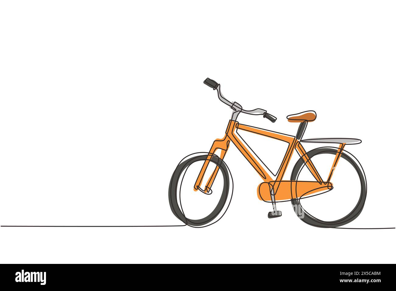 Continuous one line drawing side view classic city bicycle, ecological ...