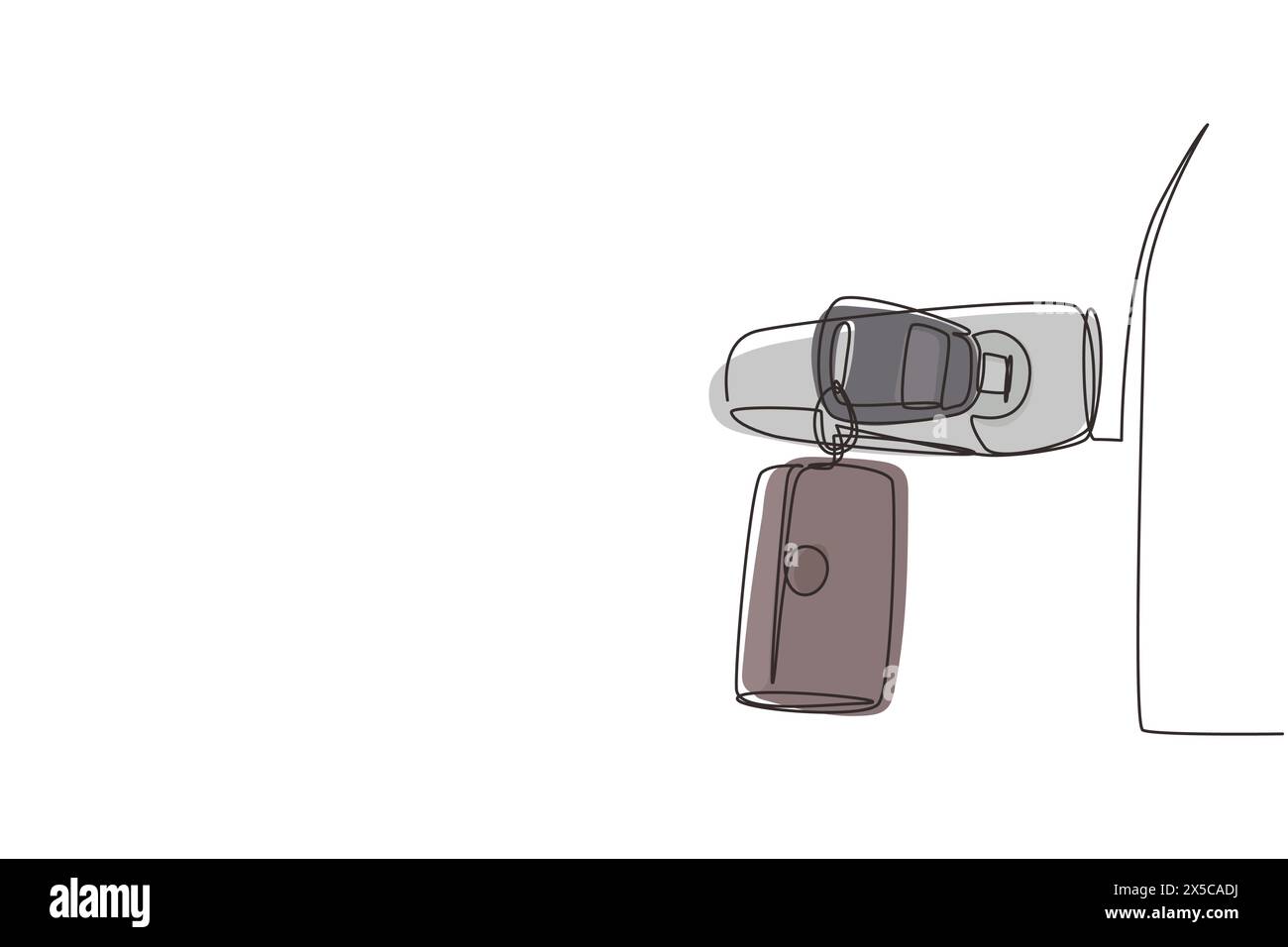 Continuous one line drawing car keys were plugged into car door. Sale ...