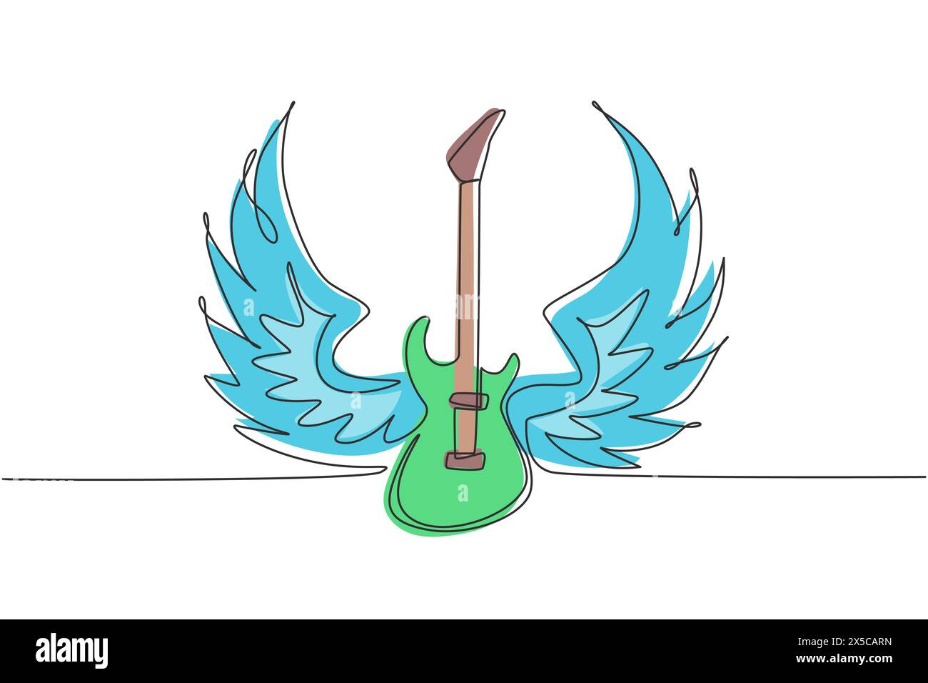 Single one line drawing vintage vector label with rock and roll forever ...