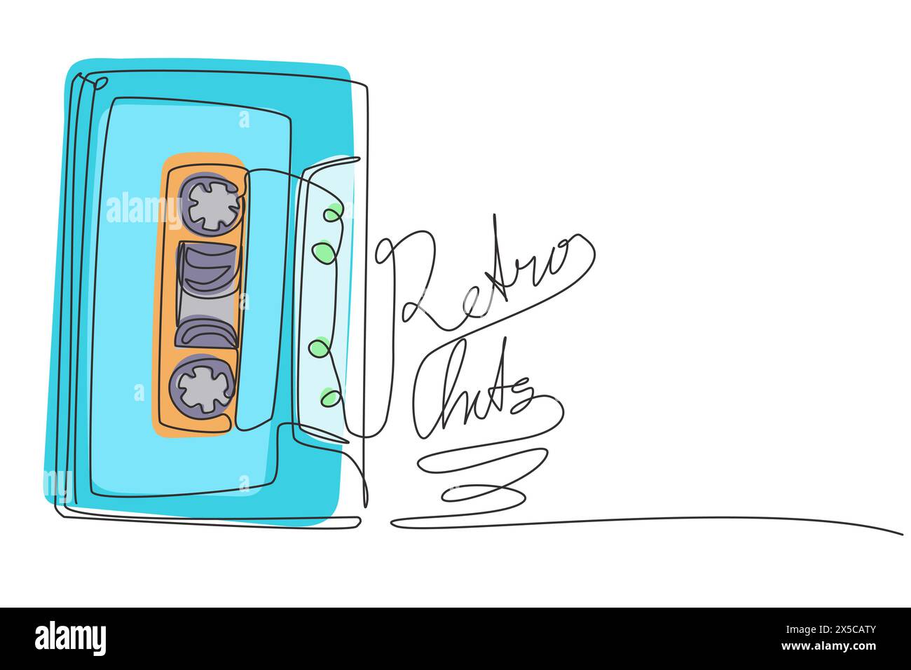 Continuous one line drawing vector illustration of tape spelling the ...