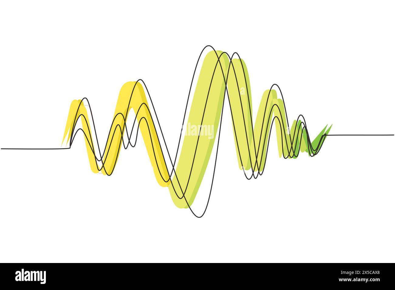Continuous one line drawing sound waves. Audio Player. Audio equalizer ...