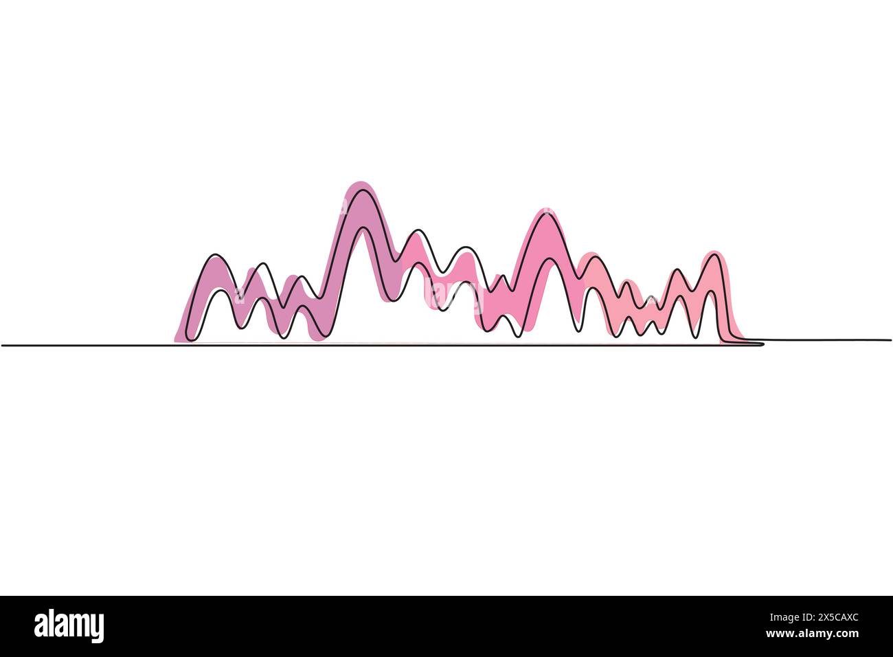 Single continuous line drawing black music sound waves. Audio ... Single continuous line drawing black music sound waves. Audio ...